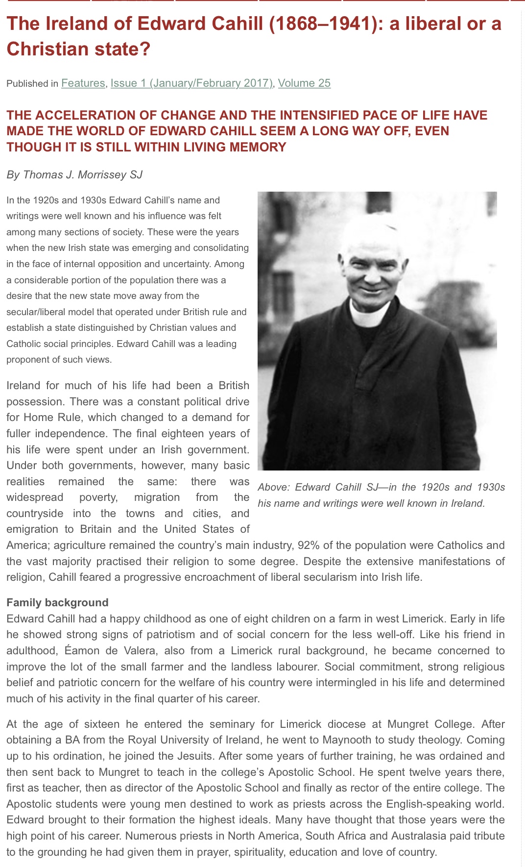 Fr Edward Cahill, Callow